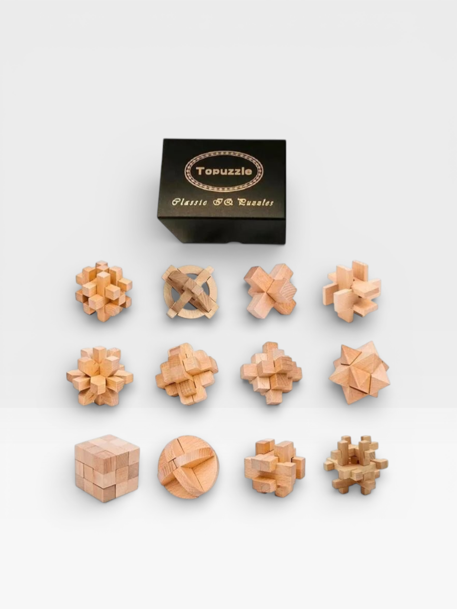 6PCS/12PCS Set Educational Wooden Bamboo Puzzle Interlocking Burr ...